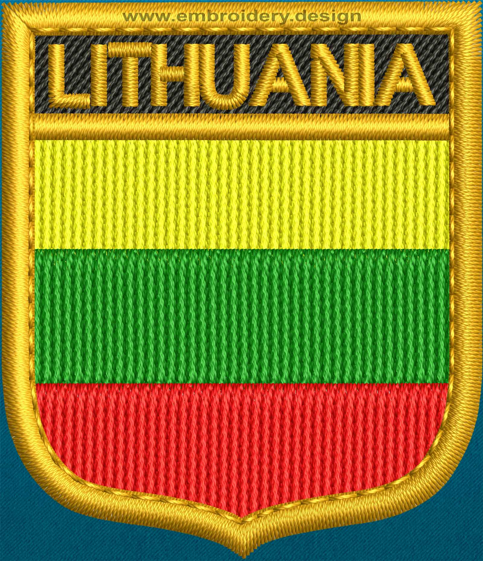 Design embroidery Flag of Lithuania Shield with Gold Trim by embroidery ...