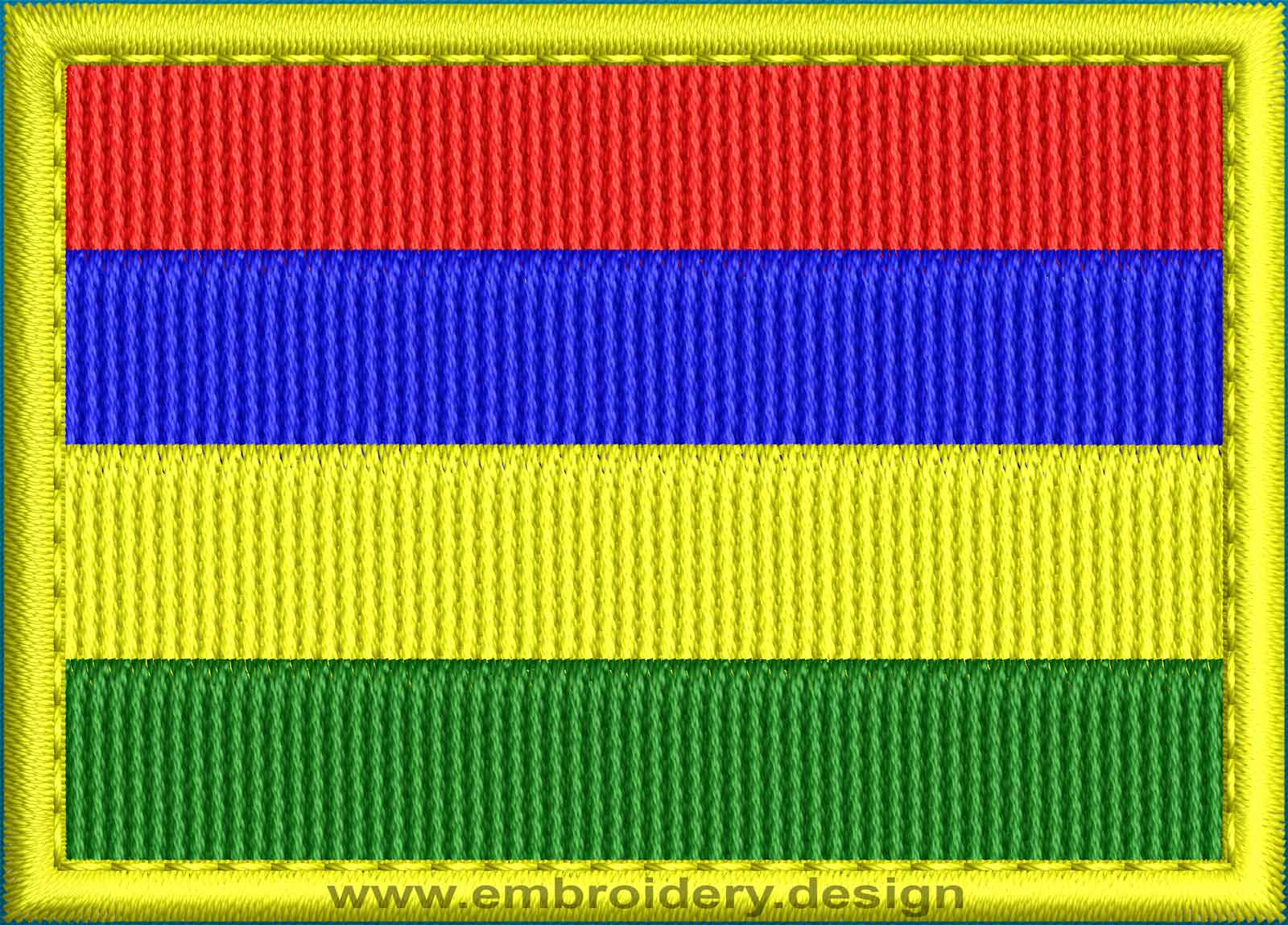 Design embroidery Flag of Mauritius Rectangle with Colour Trim by ...