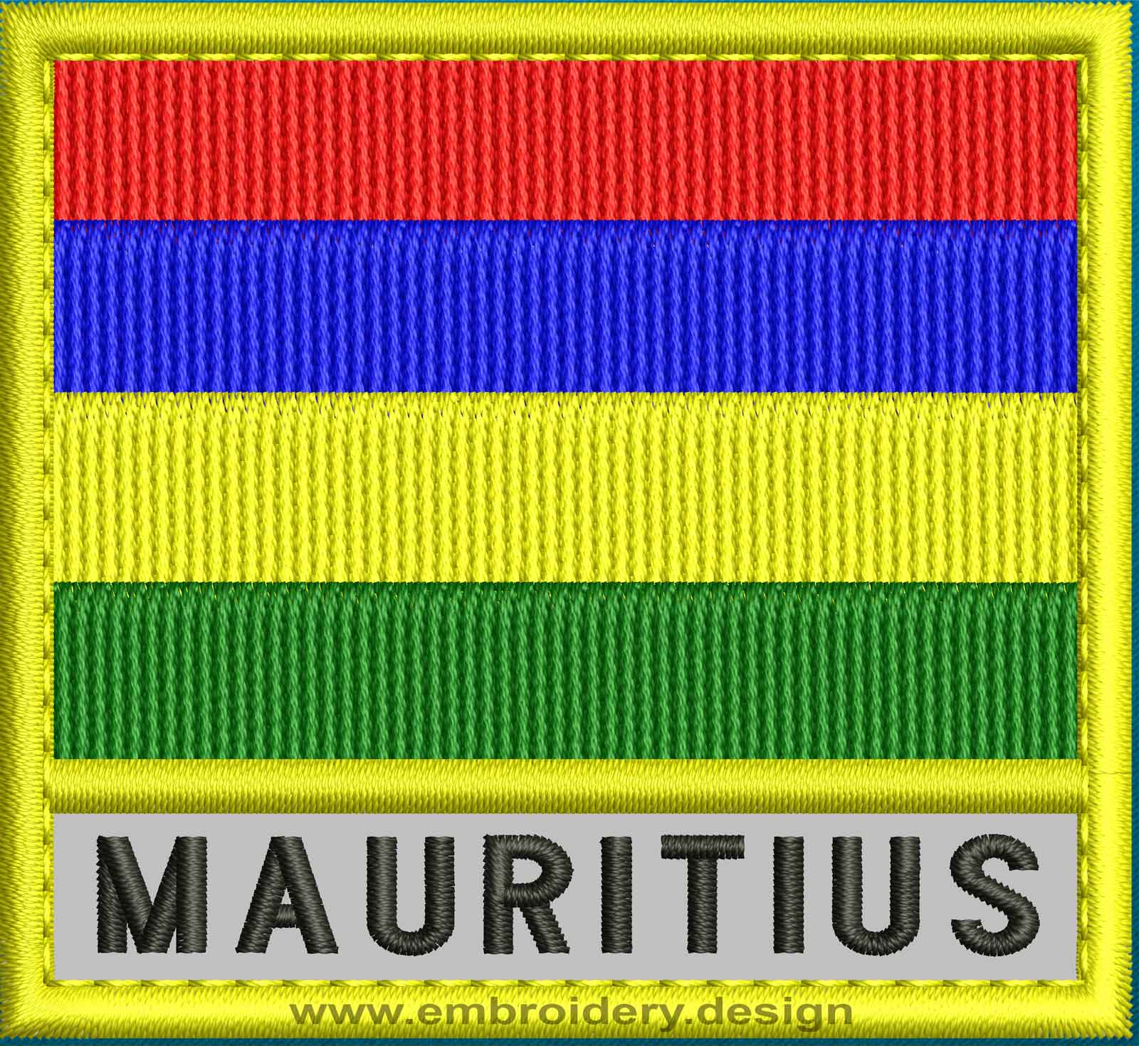 Design embroidery Flag of Mauritius with Text Caption and Colour Trim ...
