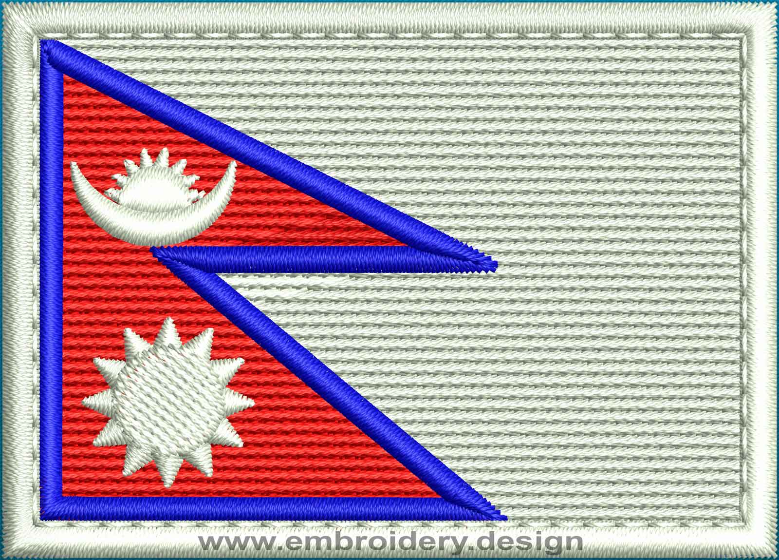 Design embroidery Flag of Nepal Rectangle with Colour Trim by ...