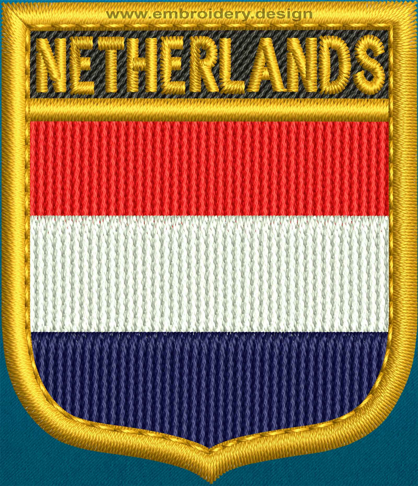 Design embroidery Flag of Netherlands Shield with Gold Trim by ...