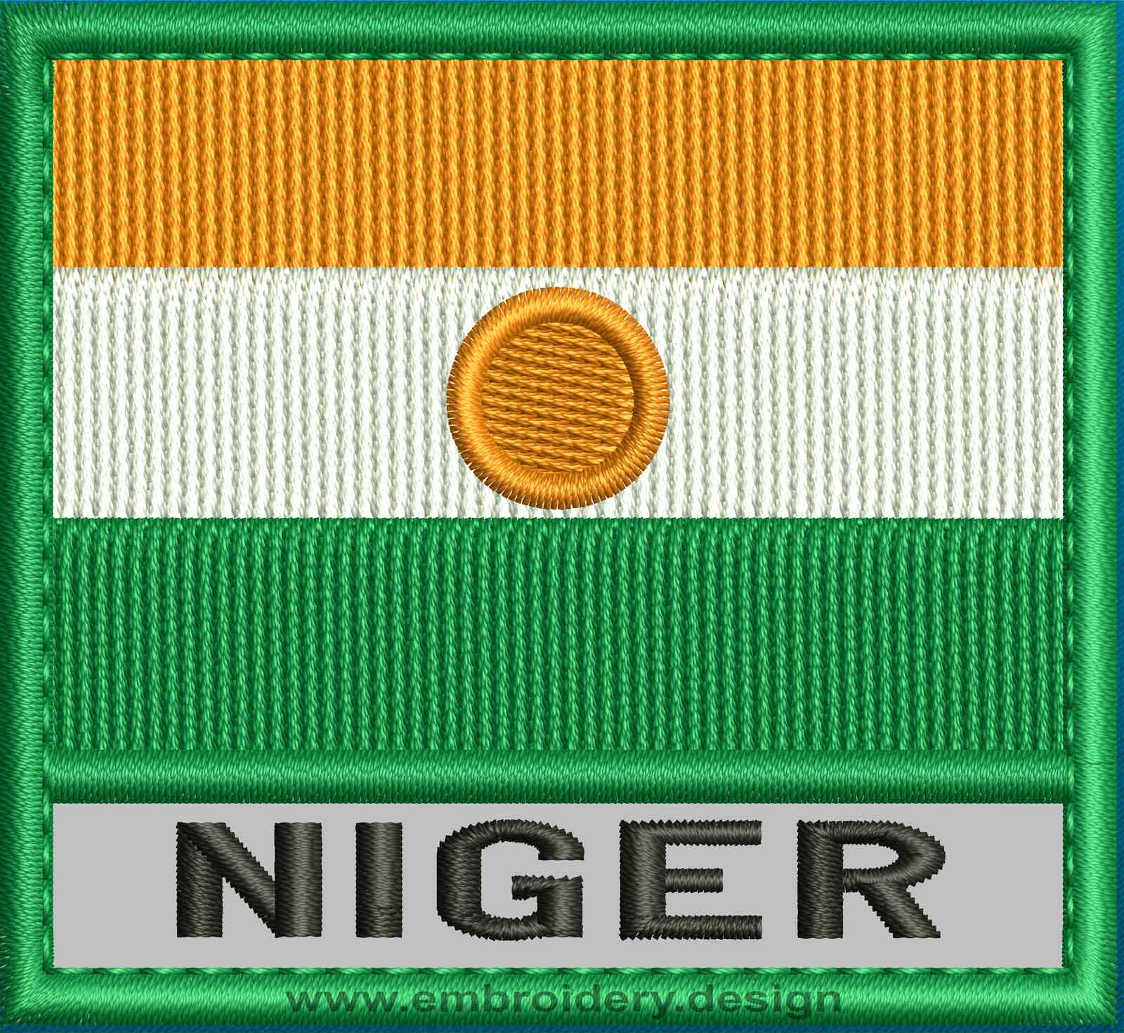 Design embroidery Flag of Niger with Text Caption and Colour Trim by ...