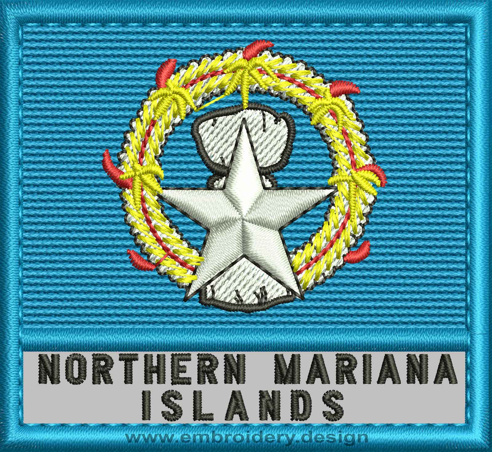 Design embroidery Flag of Northern Mariana Islands with Text Caption ...