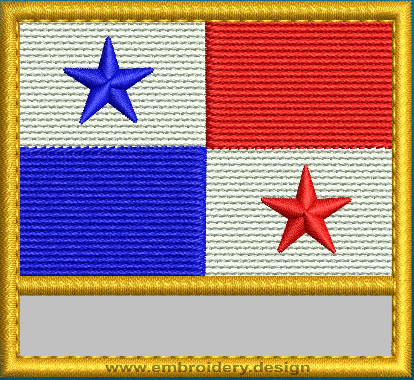 Design embroidery Flag of Panama with Blank Box and Gold Trim by ...