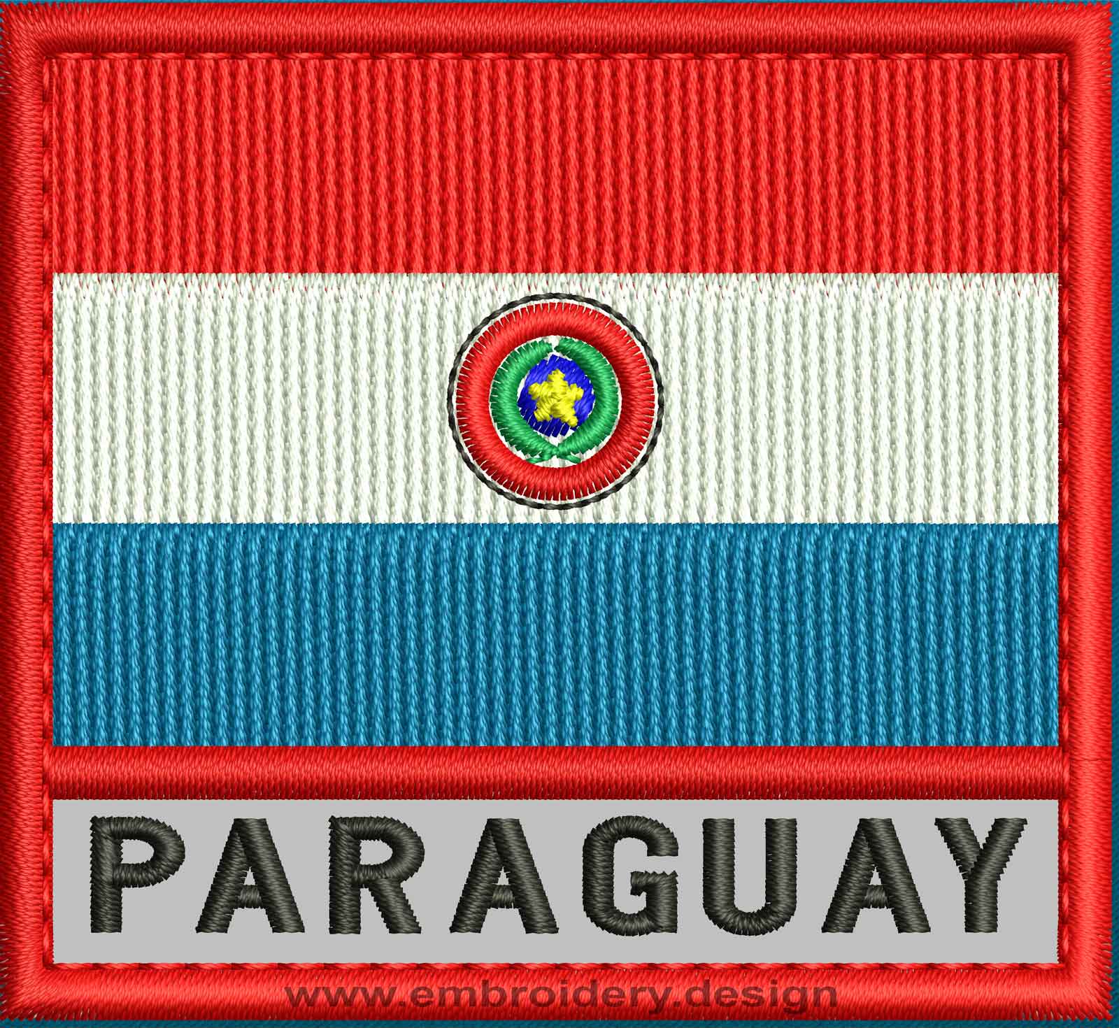 Design embroidery Flag of Paraguay with Text Caption and Colour Trim by ...