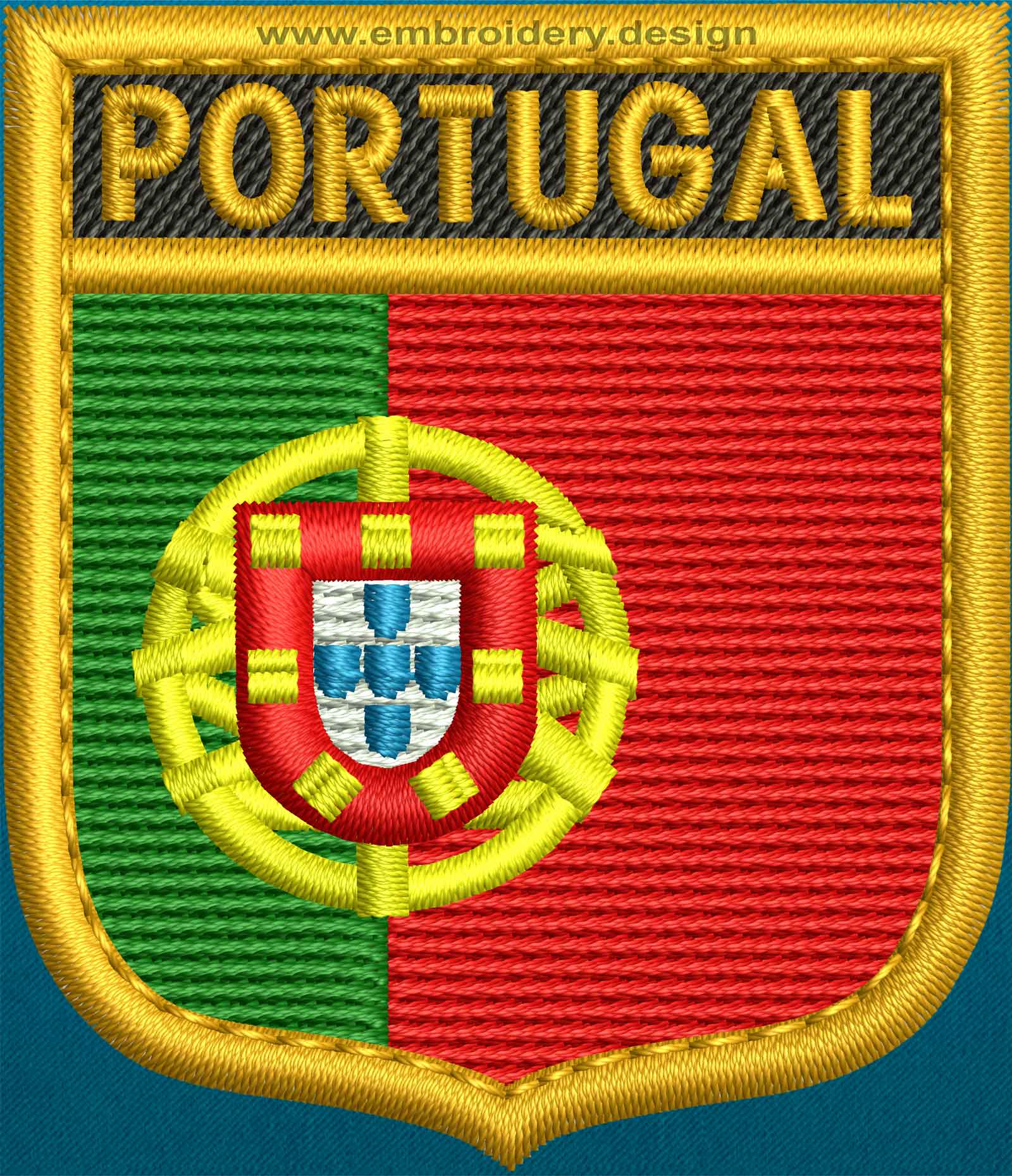 Design embroidery Flag of Portugal Shield with Gold Trim by embroidery ...