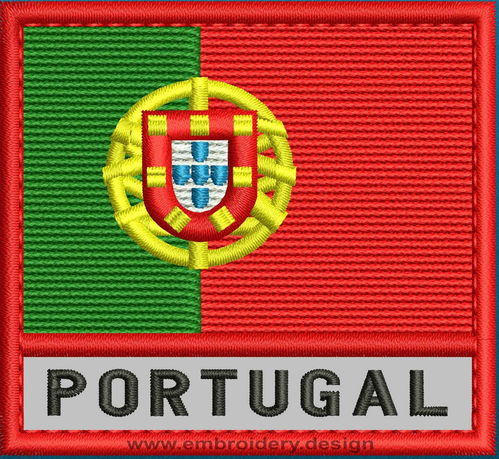 Design embroidery Flag of Portugal with Text Caption and Colour Trim by ...