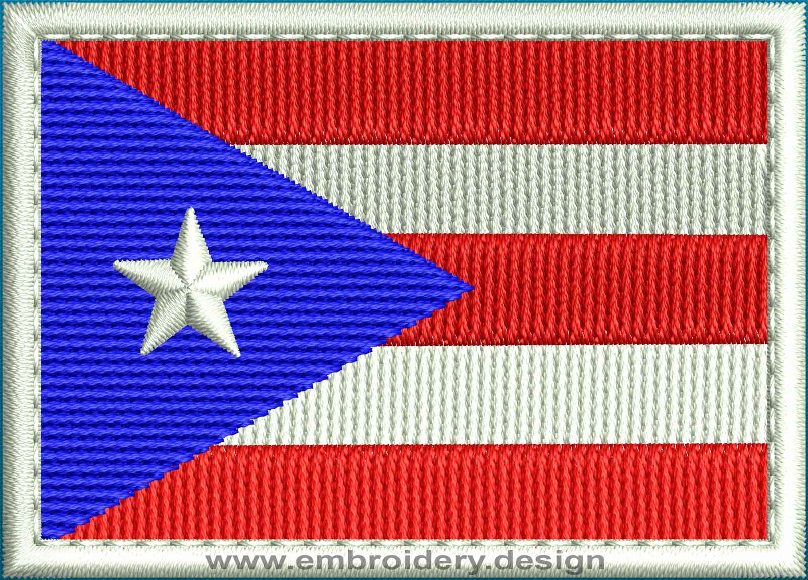 Design embroidery Flag of Puerto Rico Rectangle with Colour Trim by ...