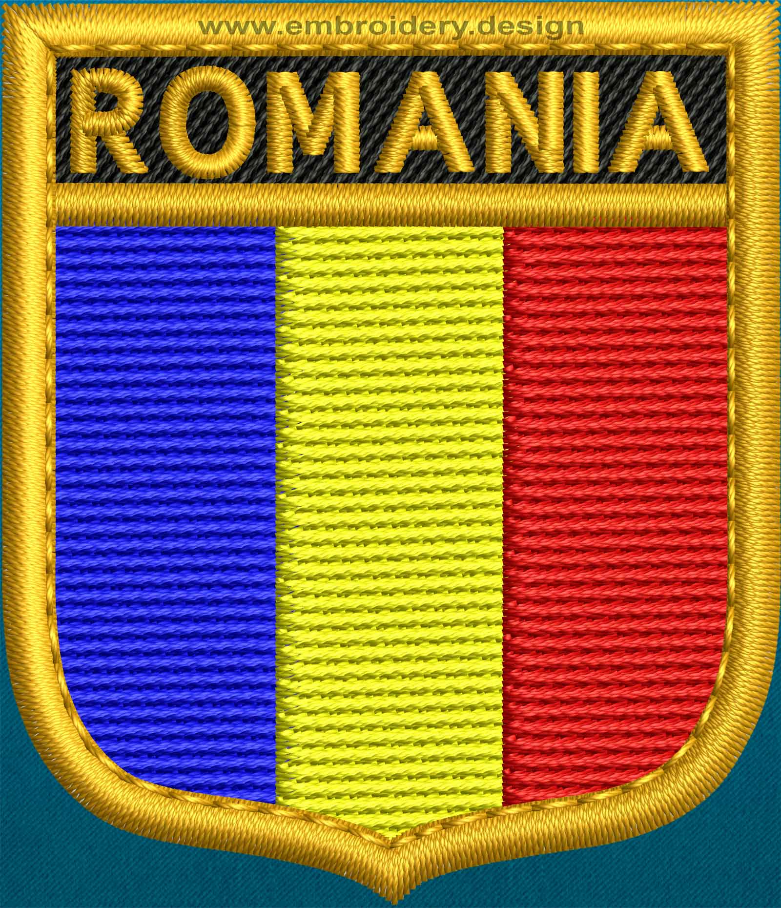 Design embroidery Flag of Romania Shield with Gold Trim by embroidery ...