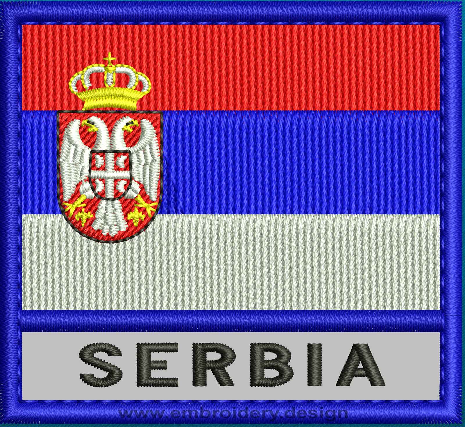 Design embroidery Flag of Serbia with Text Caption and Colour Trim by ...