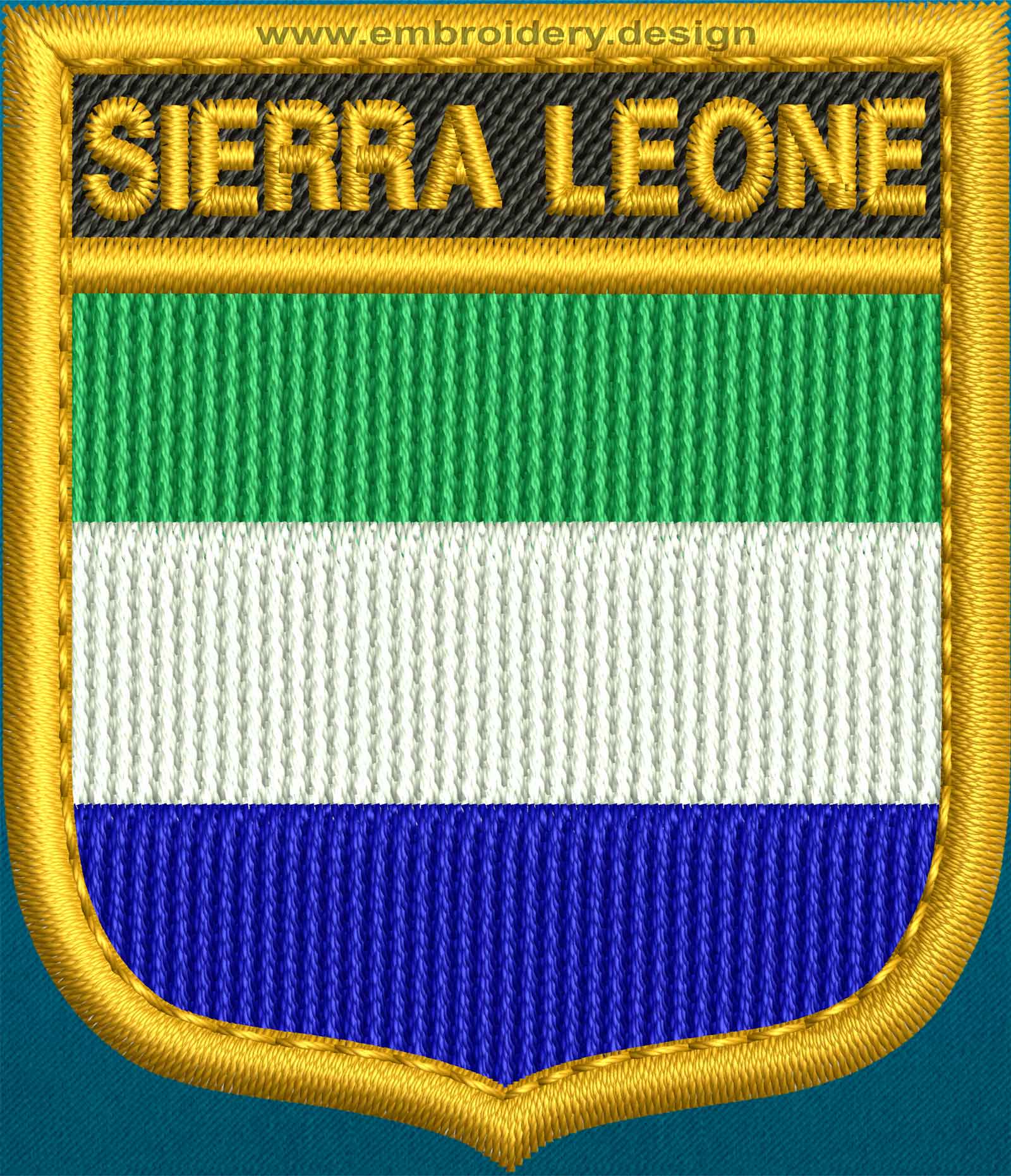Design embroidery Flag of Sierra Leone Shield with Gold Trim by ...