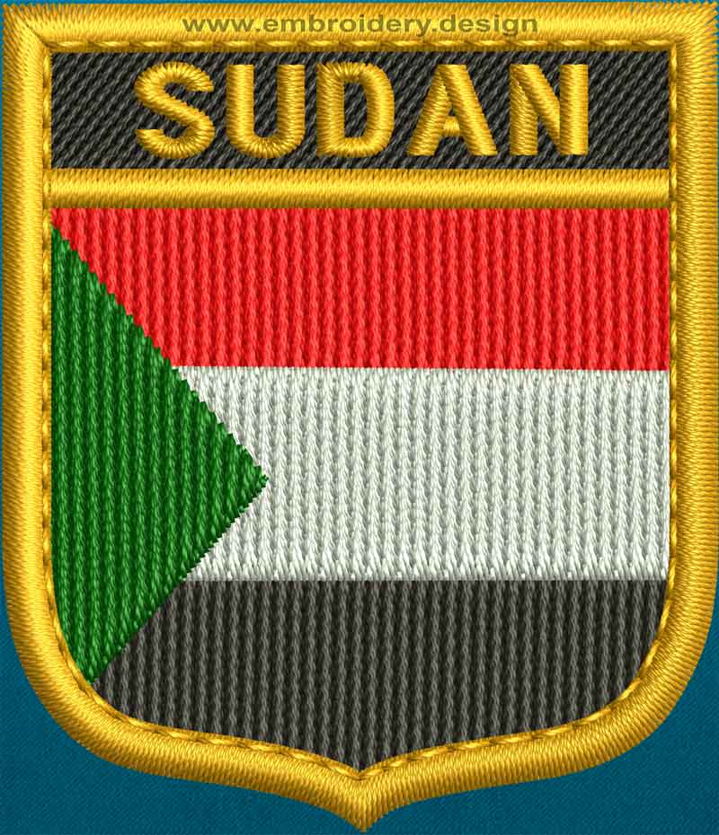 Design embroidery Flag of Sudan Shield with Gold Trim by embroidery design