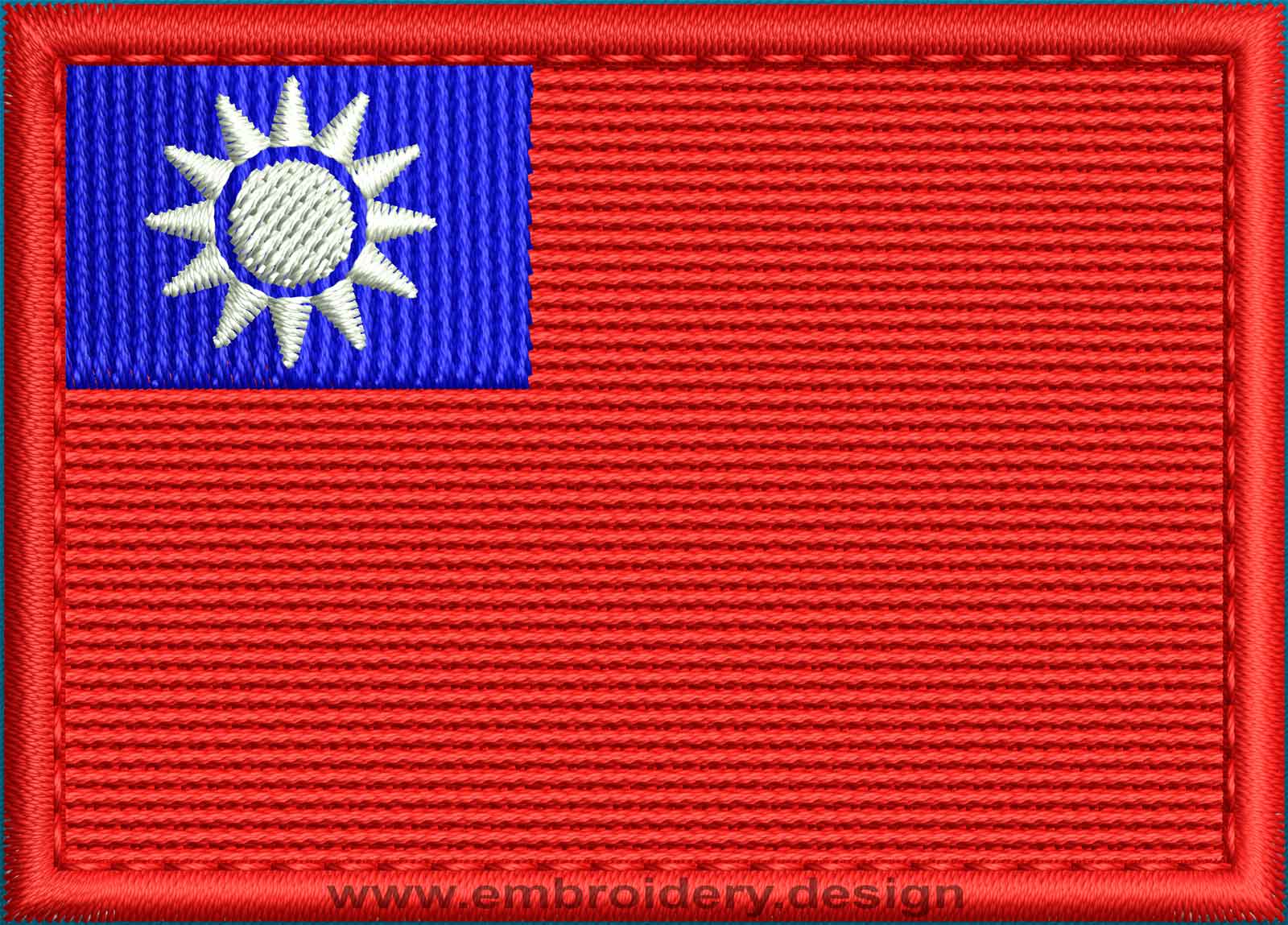 Design embroidery Flag of Taiwan Rectangle with Colour Trim by ...