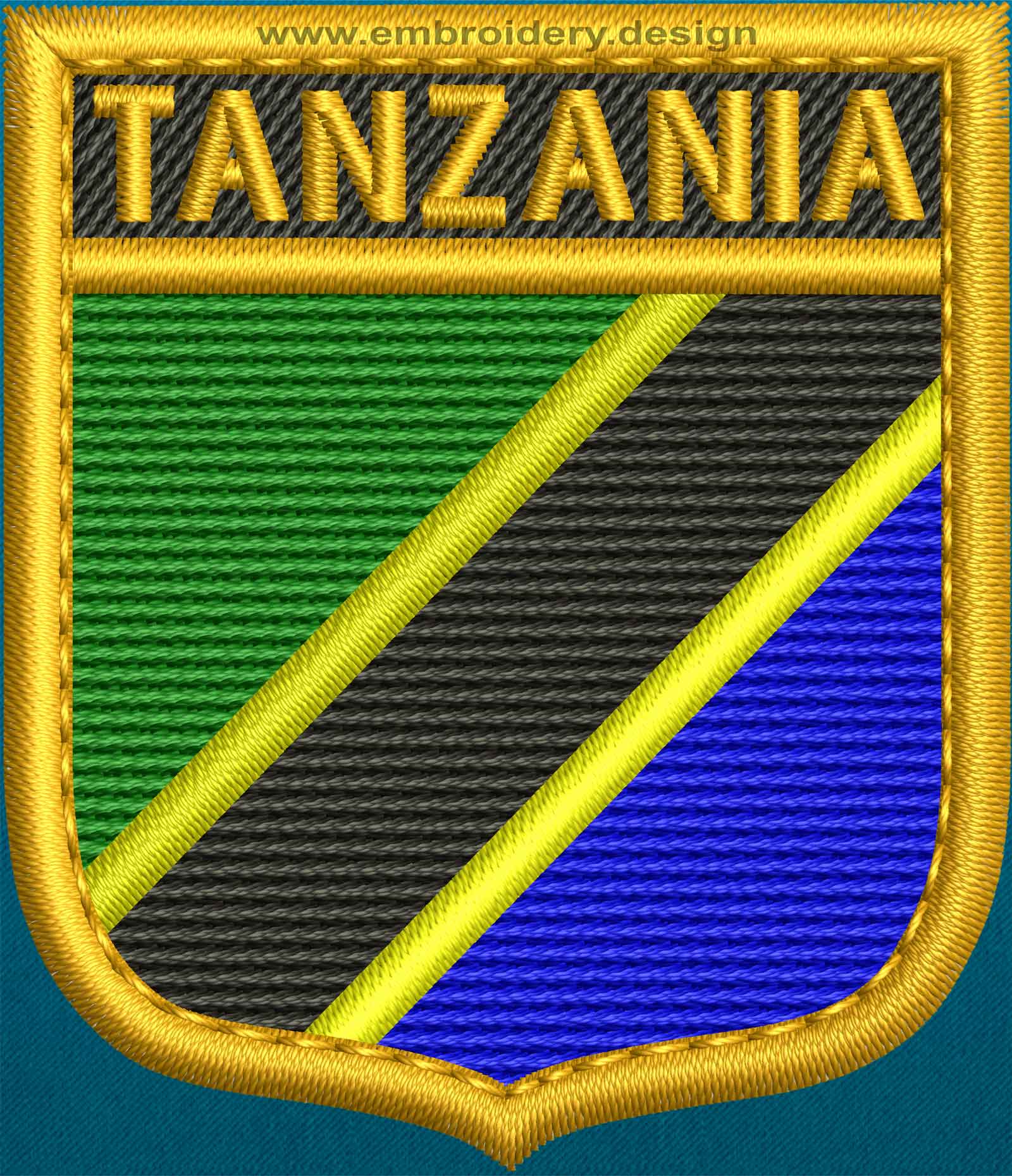 Design embroidery Flag of Tanzania Shield with Gold Trim by embroidery ...