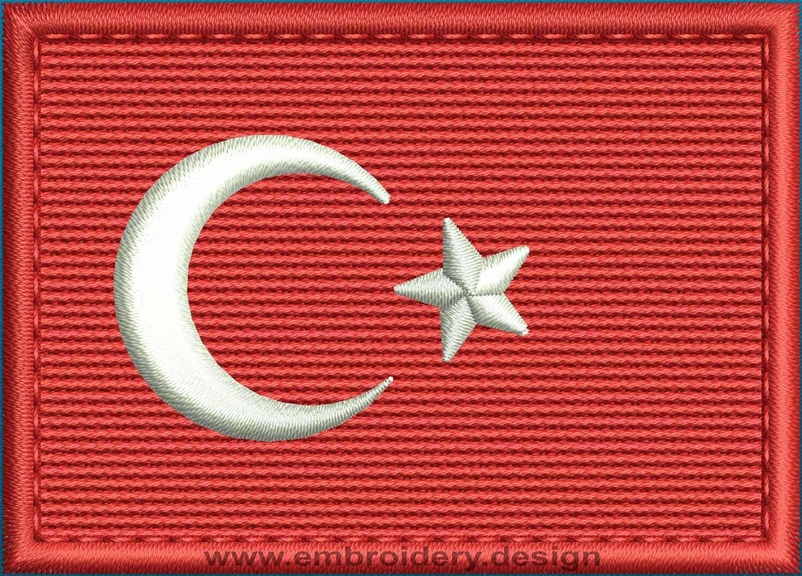 Design embroidery Flag of Turkey Rectangle with Colour Trim by ...