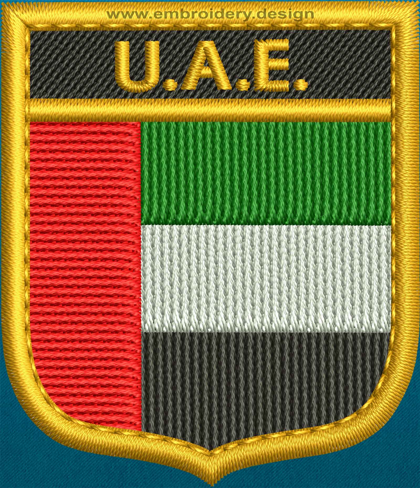 Design embroidery Flag of United Arab Emirates Shield with Gold Trim by ...