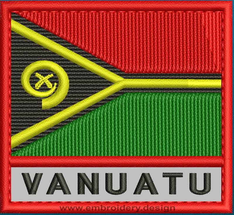 Design embroidery Flag of Vanuatu with Text Caption and Colour Trim by ...
