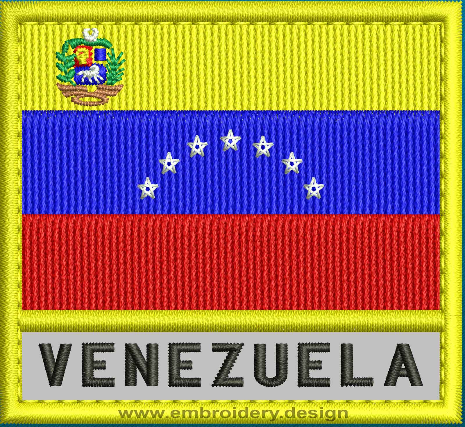 Design embroidery Flag of Venezuela (With Crest) with Text Caption and ...